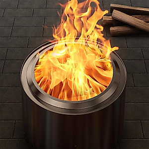 OutVue 15 inch Stainless Steel Smokeless Fire Pit, Outdoor Smokeless Firepit, Wood Burning Fire Pits for Camping, Bonfire, Low Smoke Firepit for Outside (Oblique Hole)