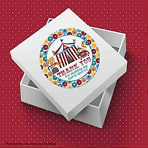 Circus Carnival Birthday Party Thank You Sticker Labels, 40 2" Party Circle Stickers by AmandaCreation, Great for Party Favors, Envelope Seals & Goodie Bags