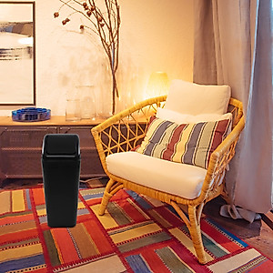 Vababa 3 Gallon Black Plastic Swing Top Trash Can, Small Slim Garbage Bin with Swing Lid