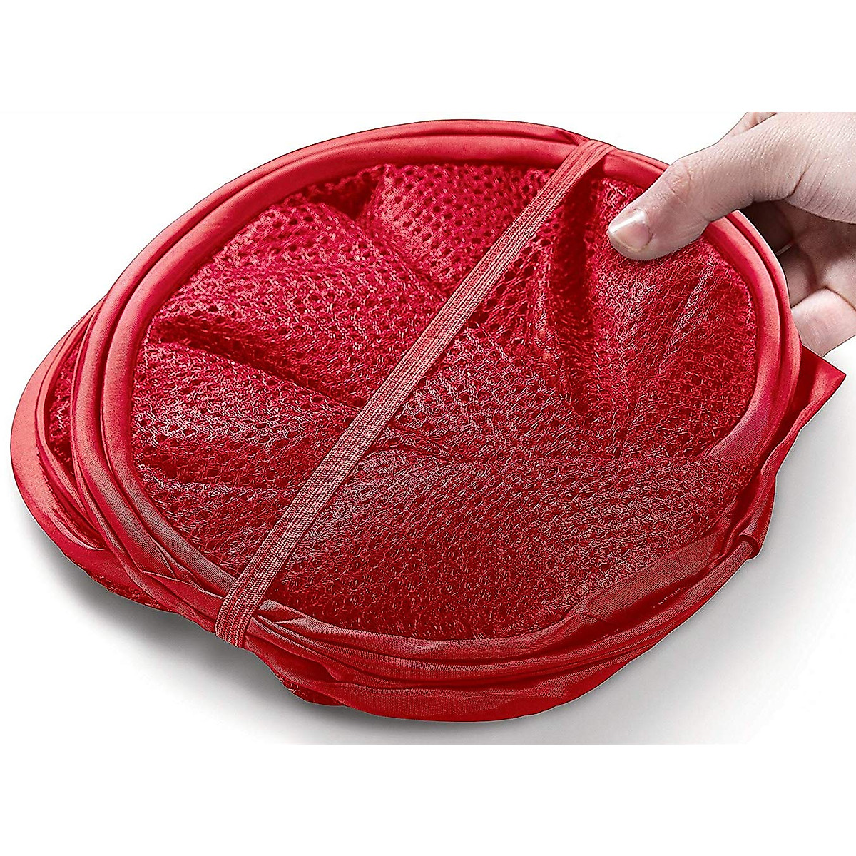 Portable Large Rectangle Laundry Basket with Carry Handles Big Heavy Duty Pop Up Nursery Clothes Hamper Folding Mesh Room Organizer Storage Red