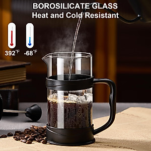 gegewawa French Press Coffee Maker, Coffee Press of 18/8 Stainless Steel Filter 11.8 OZ, Mini Camping French Press for Travel& Home Gift(Black)