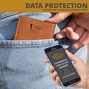 GARZINI Magic Wallet with Pull-Tab, Minimalist Wallet with RFID card holder, Leather Wallet for 12 cards, Camel Brown