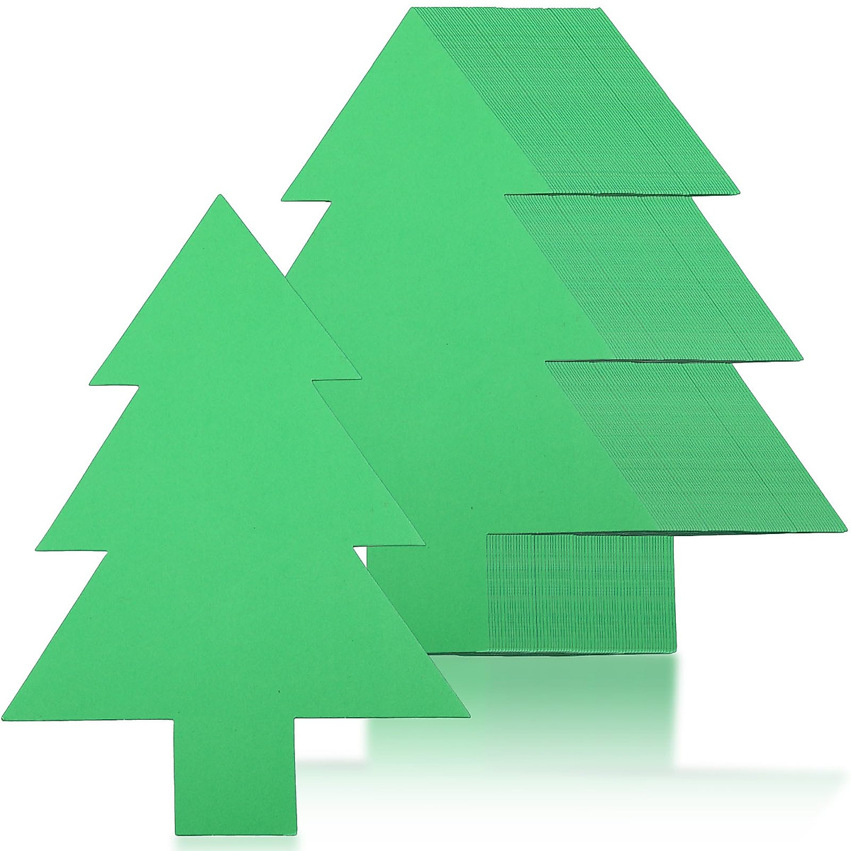 Seajan 100 Pcs Green Paper Christmas Tree 12 Inch Christmas Tree Shape Cutouts Double Sided Cardboard Christmas Tree for Craft Bulletin Board School Classroom Xmas Winter Party Decor
