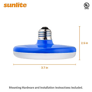Sunlite LED UFO Pendant Light Bulbs, 11 Watts, 800 Lumens, 3000K Warm White, Medium E26 Base, 120 Volts, 110 Degree Beam Angle, UL Listed, Indoor, Blue