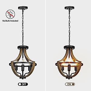 WOAEKR 13.1" Modern Farmhouse Hanging Pendant Lighting, 4-Light Rustic Interior Flush Mount Ceiling Light Fixture, Vintage Chandelier for Hallway Foyer Dining Room Entryway Kitchen Island Bedroom