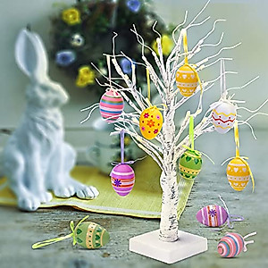 Easter Decorations for The Home 18 inch 36 LED White Birch Tree Lights with 10 Easter Eggs, Battery Operated Easter Decor Clearance, Tabletop Centerpiece for Birthday Spring Wedding Decorations