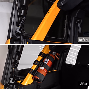 Hoolcar Roll Bar Fire Extinguisher Holder 2.5-3LB Adjustable Extinguisher Strap Mount for 2021-2022 Ford Bronco, Black, 1PC