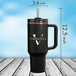 VARDENAA 40oz Tumbler with Handle and Straw, H2.0 FlowState Double Wall Vacuum Reusable Stainless Steel Insulated Water Bottle with Leak Proof lid for Hot and Cold Drinks(Black G)