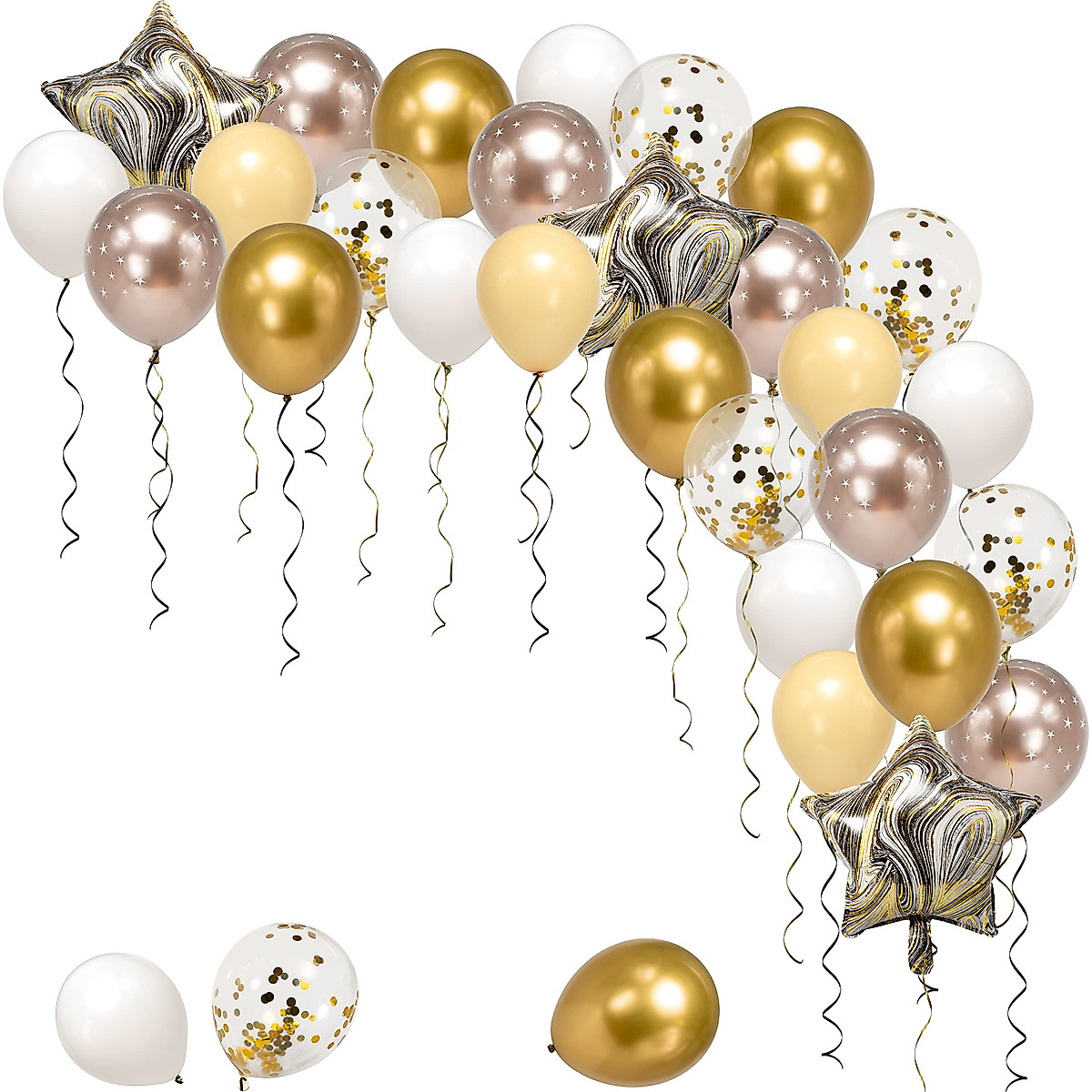 Decor365 Champagne Gold BalloonsGarland Gold Party Decoration Confetti Metallic Balloons for Birthday Bridal Shower Bachelorette Baby Shower Anniversary New Year Eve NYE Party Supplies
