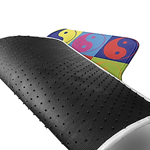 Ambesonne Ying Yang Car Mat Set of 4, Pop Art Design Yin Yang Signs Hippie Style Eastern Peace and Balance Theme, Front & Back Seat Floor Mat Durable PVC Backing Car Accesory, Red Pink Cobalt Blue