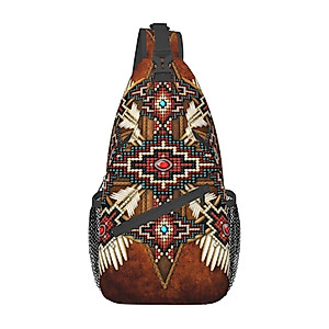 Cute Native American Sling Bag Crossbody Chest Daypack Casual Backpack American Indian Shoulder Bags for Women Men