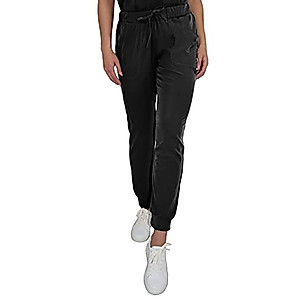 JDM Uniforms Women's 5 Pocket Jogger Scrub Pant Medical Nursing Black-Large