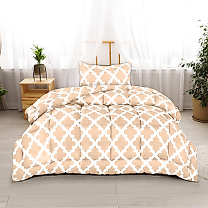 Utopia Bedding - Comforter Set with 1 Pillow Sham - 2 Pieces Bedding Comforter Sets - Down Alternative Comforter - Soft and Comfortable - Machine Washable, Beige, Twin