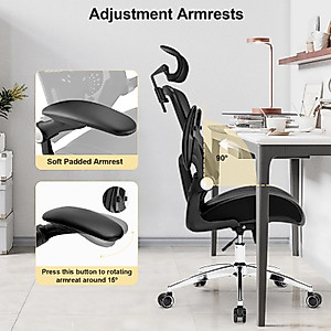 Luckyear Big and Tall Office Chair, 400lbs Heavy Duty Ergonomic Desk Chair with Soft 3D Modeling Foam Cushion Home Office Desk Chairs with Adjustable Headrest Seat Height Executive Computer Task Chair