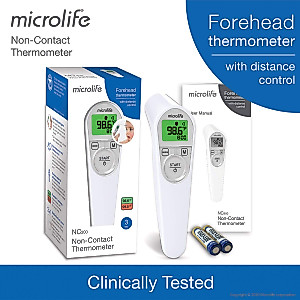 Microlife Non-Contact Forehead Thermometer, Digital Infrared No-Touch Thermometer (for Adults, Kids & Baby), Large Backlit LCD Screen, Fever Alarm, Memories & Instant Accurate Readings