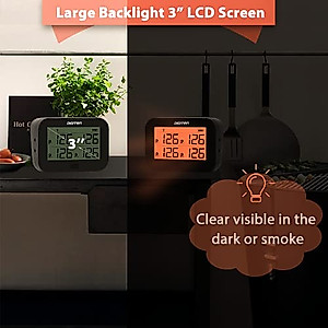 Digital Bluetooth BBQ Grill Meat Thermometer with 4 Probes, Instant-Read Meat Thermometer for Grilling, Temp Alarm Function, Food Thermometer for Kitchen, Beef, Candy, Cheese Making, Turkey, Oven