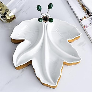 Snack Bowls Porcelain Divided Appetizer Tray Reusable 4 Sections Candy Snack Salad Dessert Dried Fruit Nut Plate White Dinnerware (Color : A, Size : Large)