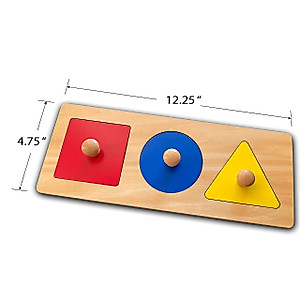 Montessori Multi Shape Wooden Puzzle Toy Baby Toddler First Jumbo Wood Peg Educational Basic Geometry, 2 pieces