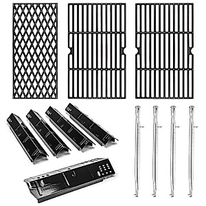 Uniflasy Grill Parts for Dyna-Glo DGH485CRP, DGH474CRP DGH450CRP,Grill Replacement Part Kit for Dyna-Glo 3/4/5 Burner Grill,Porcelain Steel Grill Heat Plate, Stainless Steel Burner Tube,Cooking Grates