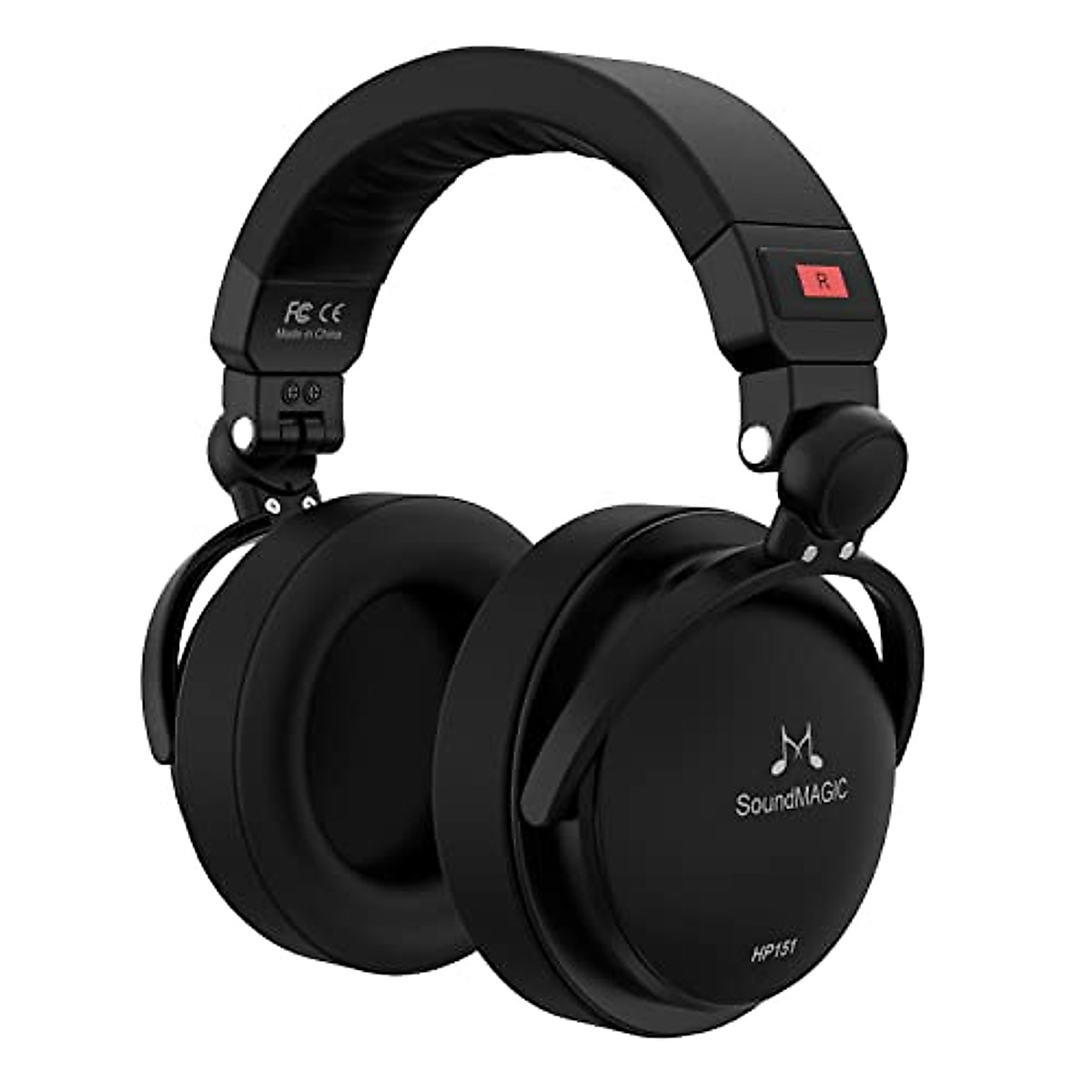 SoundMAGIC HP151 Over-Ear Wired Headphones for Monitoring & Recording, Closed-Back HiFi Stereo Headsets for Audiophiles, Work with All Audio Devices, Adjustable & Collapsible Design, Black