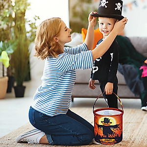 Halloween Basket Trick or Treat Bag Cute Candy Tote Buckets Reusable Canvas Best Organizer Party Gifts for Kids