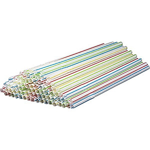 [500 Pack] Striped Flexible Plastic Drinking Straws Disposable Straw 8'' inches Tall Assorted Colors