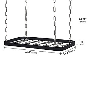 JACKCUBE DESIGN Hanging Pot and Pan Ceiling Rack, Wall Mount Grid Kitchen Pot Organizer Storage Shelves for Utensils, Cookware with 8 S Hooks (24.4 x 11.8 x 1.2 inches)- MK397B