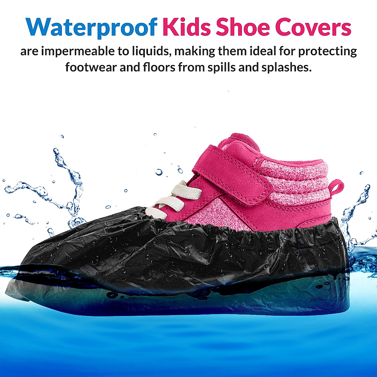 ABC Black Disposable Shoe Covers for Indoors, 6 x 12.5 inch. 100 Pack CPE Surgical Boot Covers Disposable. Shoe Booties Disposable with Elastic Band. Waterproof Disposable Foot Covers for Shoes