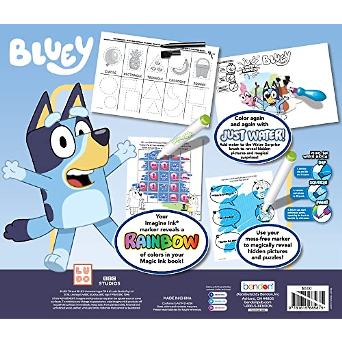 Bluey Imagine Ink 4-in-1 Activity Set with Magic Ink Books and a Mess Free Marker
