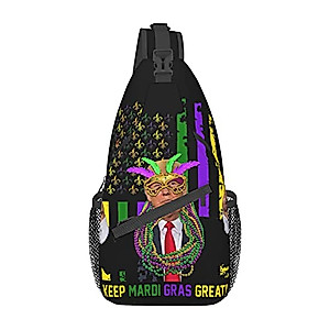 Keep Mardi Gras Great American Flag Trump Crossbody Chest Daypack Casual Backpack Men Shoulder Bag For Travel Picnic