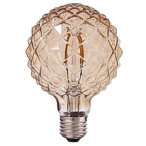 Vintage LED Edison Bulb G30 4W Dimmable LED Filament Bulb Globe Pineapple Shaped Light Bulb 2300K Warm White E26 400LM Equivalent 40W Incandescent (Amber)