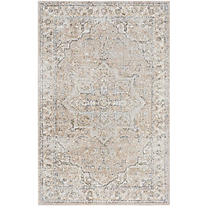 Nourison Astra Machine Washable Traditional Beige 2'2" x 4' Area -Rug, Easy -Cleaning, Non Shedding, Bed Room, Living Room, Dining Room, Kitchen (2x4)