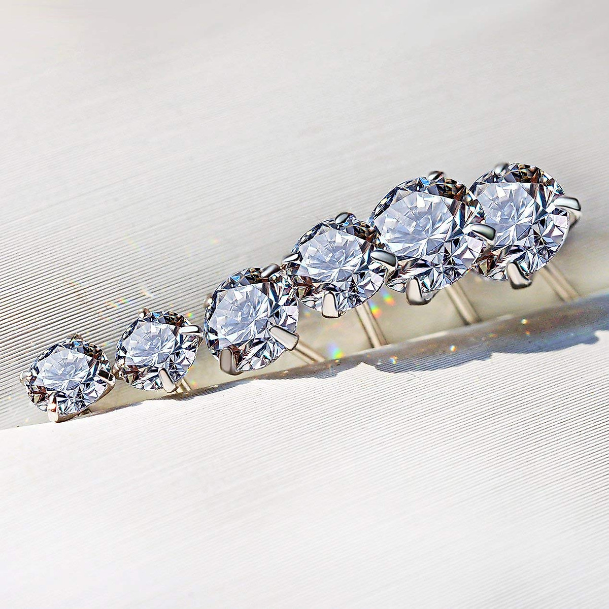 AllenCOCO S925 Sterling Silver Earrings, Cubic Zirconia Earrings Studs, 14K White Gold Plated Sterling Silver Stud Earrings Hypoallergenic Fake Diamond Stud Earrings for Women Men Sensitive Ears