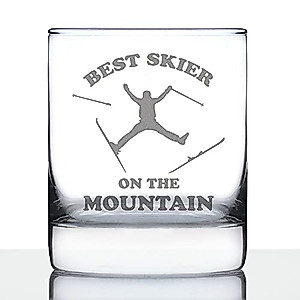 Best Skier - Whiskey Rocks Glass - Unique Skiing Themed Decor and Gifts for Mountain Lovers - 10.25 Oz Glasses