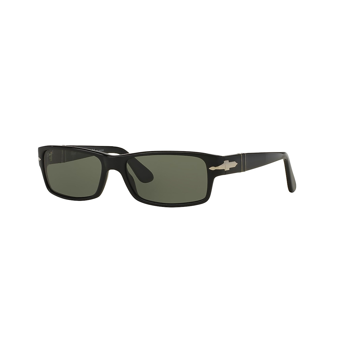 Persol PO2747S Rectangular Sunglasses, Black/Green Polarized, 57 mm