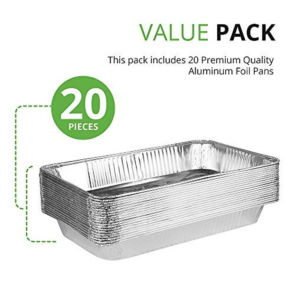 21x13 Aluminum Pans (20 Pack) Durable Full Size Deep Aluminum Foil Roasting & Steam Table Pans - Deep Pan for Catering Large Groups - Disposable Pans Great for Cooking, Heating, Storing, Prepping Food