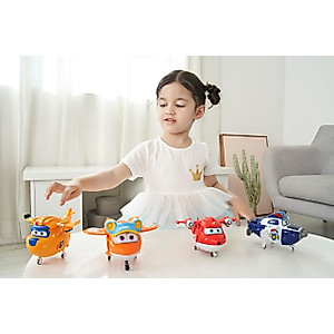 Super Wings 5" Transforming Toys 5-Pack, Supercharged Jett, Supercharged Paul, Supercharged Dizzy, Golden Boy & Sunny Airplane Toys Action Figures, Preschool Toy Plane for 3 4 5 Year Old Kids