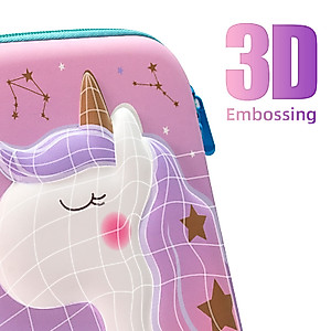 BEMDLON Unicorn Pencil Case for Girls,3D EVA Large Capacity Pen Holder Marker Bag with Double Zipper, Cute Cartoon Pencil case for Kids Boys School Gift
