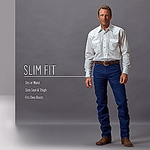Wrangler mens 0936 Cowboy Cut Slim Fit jeans, Prewashed Indigo, 32W x 32L US