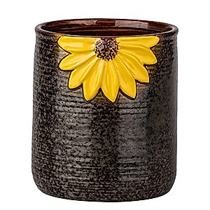 Utensil Crock, Kitchen Utensil Holder, Ceramic Utensil Holder for Countertop, Cooking Utensil Holder for Kitchen Sunflower Decor Large Kitchen Spatula Holder