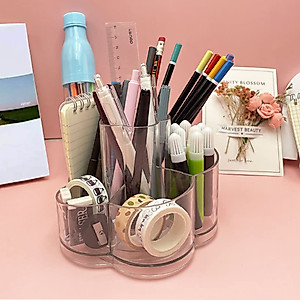 LINFIDITE 360 Rotating Makeup Organizer Spinning Cosmetic Display Cases with 5 Compartment Acrylic Clear Round Turntable Storage Tray Bathroom Counter Organizer Makeup Brush Lip Gloss Organizer Case