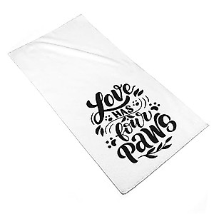 DEVONWIDE Love Has Four Paws Kitchen Towels 14" x 29", Funny Pet Quote Sayings Dish Towels Absorbent Drying Cloth Decorative White Hand Towel Gift for Dog Cat Pet Lovers Dinning Home Bathroom Decor