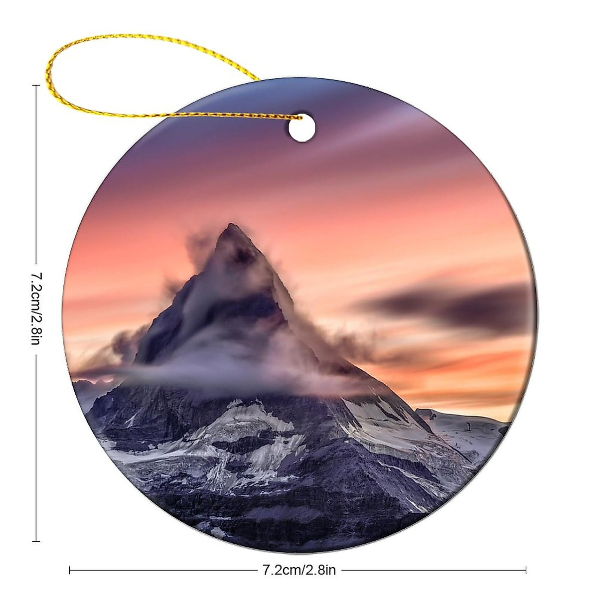 3" Round Christmas Ornaments Matterhorn Mountain Peak Summit Ceramic Holiday Keepsake Decor Christmas Tree Decoration Xmas New Year Festival Wedding Newlywed Gift Birthday Party Favor Bauble