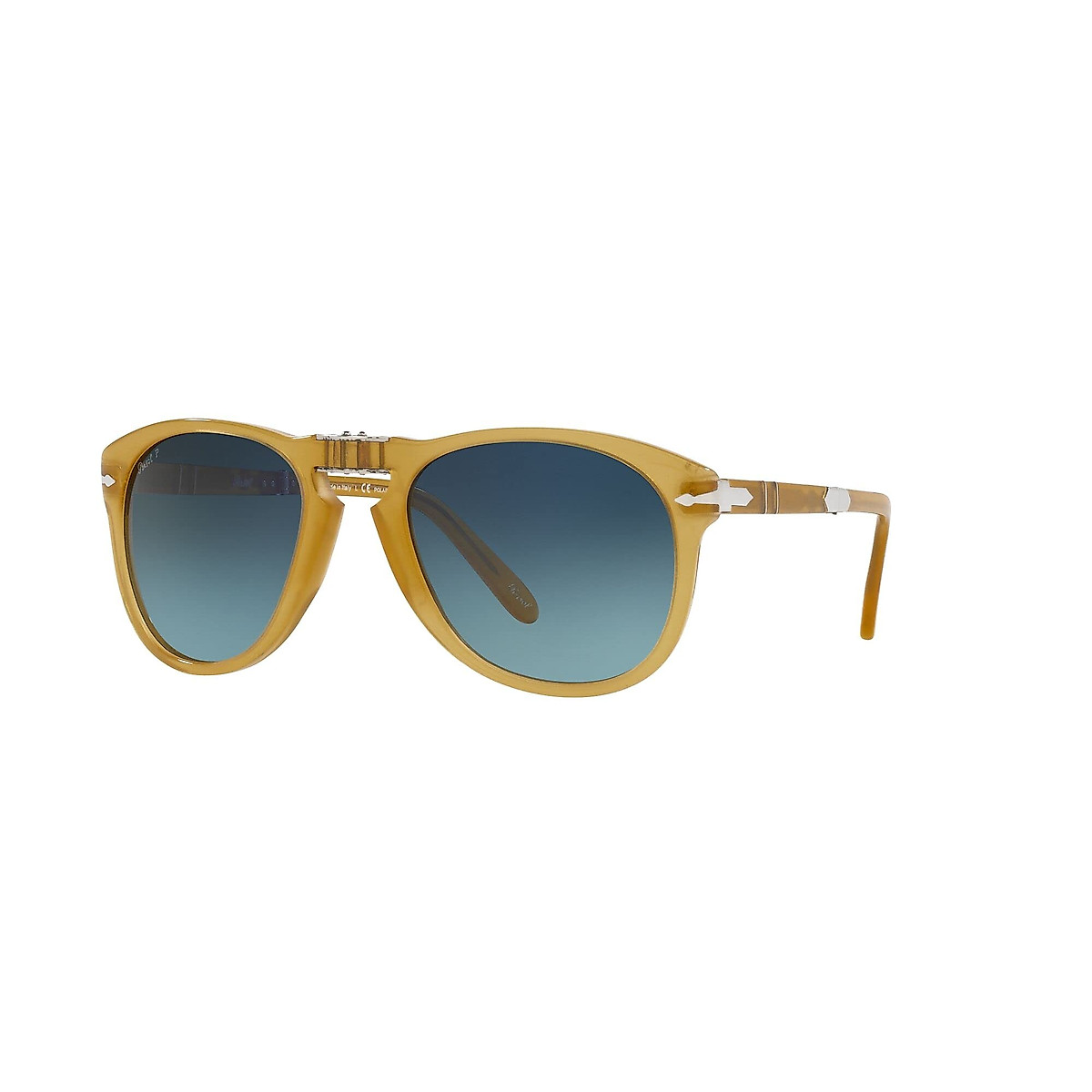 Persol Men's PO0714SM Steve McQueen Aviator Sunglasses, Opal Yellow/Blue Gradient Polarized, 54 mm