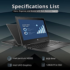 HP 2022 11.6" Pro x360 Fortis G9 Multi-Touch 2-in-1 Laptop, Intel pentium N6000 Processor, 8GB RAM, 128GB SSD, Intel UHD Graphics, 720p Webcam, Stylus Pen, Win 10 Pro, Black.