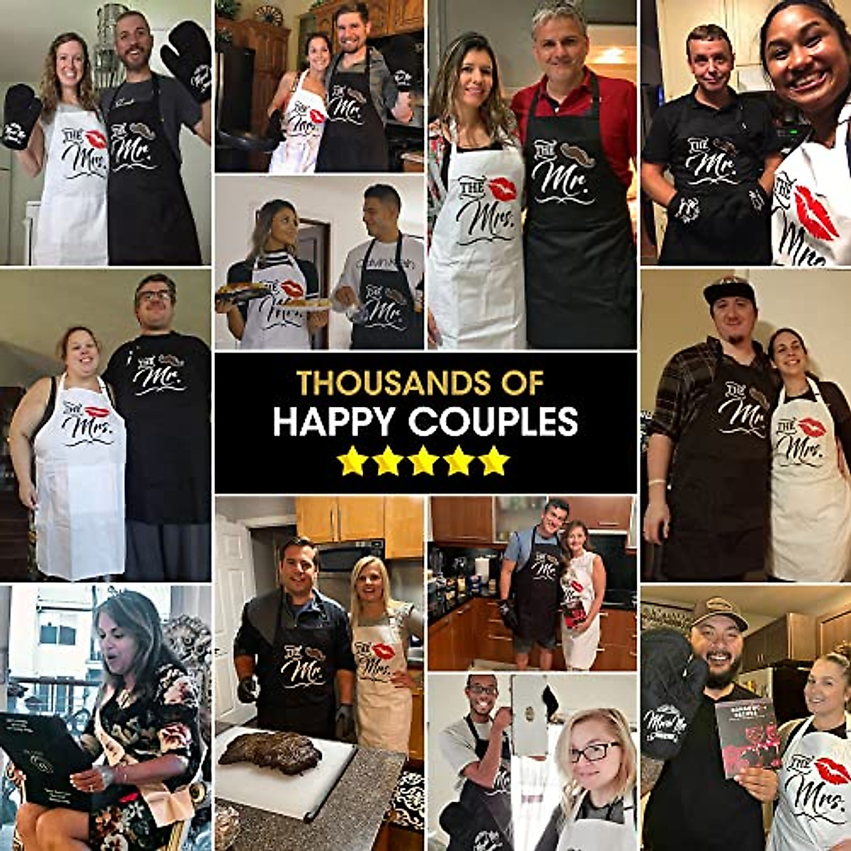 DELUXY Mr and Mrs Aprons - Wedding Gifts for Couple Unique 2023, Cool Bridal Shower Gifts for Bride & Groom, Engagement Gifts for Couples Newly Engaged, Mr & Mrs Gifts, His & hers gifts, Anniversary