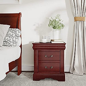 Acme Louis Philippe III Nightstand, Cherry Finish