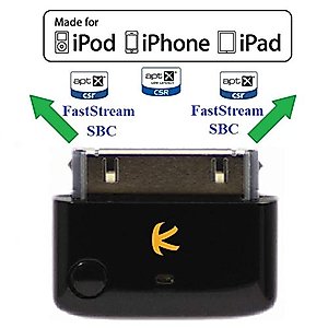 KOKKIA i10_Pro (Black) : Bluetooth Transmitter Splitter with aptX/Low-Latency aptX/FastStream/SBC codecs, Compatible with 30-pin iPod,iPhone,iPad. Compatible with AirPods. Compatible with Bose, etc.