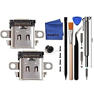 iParto 2 Pack Replacement Type C Port for Nintendo Switch USB C Charging Port Charger Socket Connector Replacement Repair Kit for NS Switch Power Charging Charger DC Jack Socket with Tools