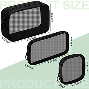 Weewooday 4 Pcs Mesh Makeup Bag Mesh Cosmetic Bag Travel Toiletry Pouch with Zipper Mini Makeup Cosmetic Purse for Daily Accessory (Pink,Small)(Small, Large, Medium,Black)